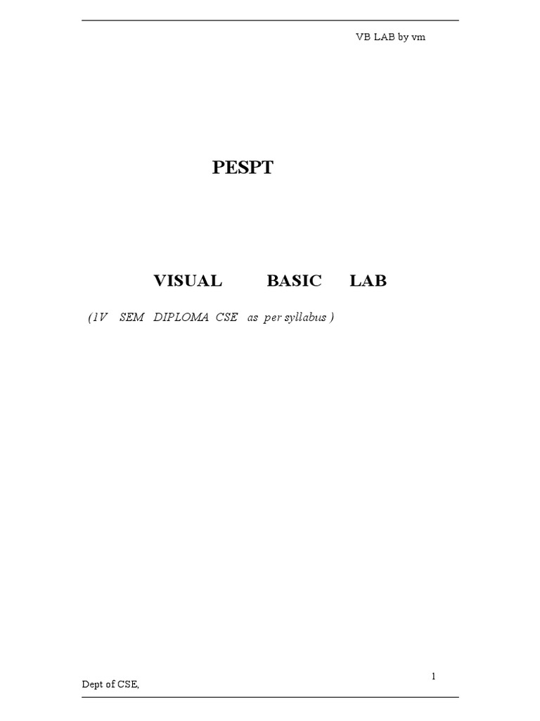 Pespt: Visual Basic Lab | PDF | Boolean Data Type | Visual Basic .Net