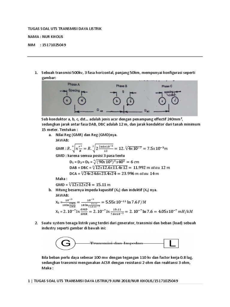 Soal Uts Transmisi Daya Listrik | PDF | Metode & Bahan Ajar