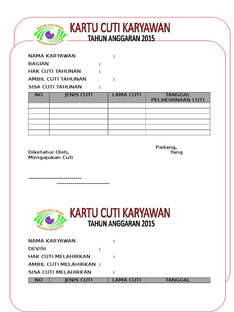 Form Cuti Karyawan | PDF