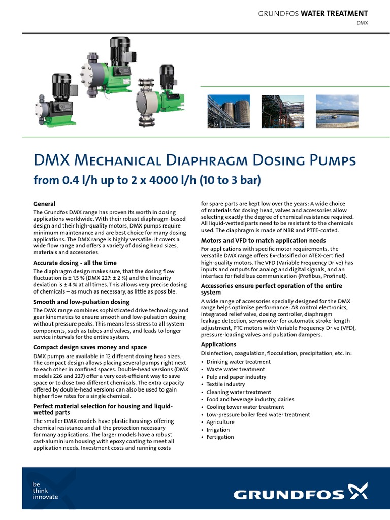 DMX Mechanical Diaphragm Dosing Pumps: From 0.4 L/H Up To 2 X 4000 L/H ...