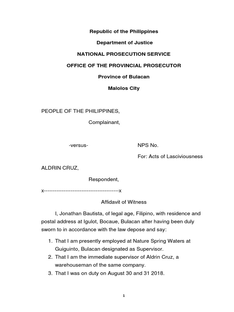 Republic of The Philippines Department of Justice National Prosecution ...