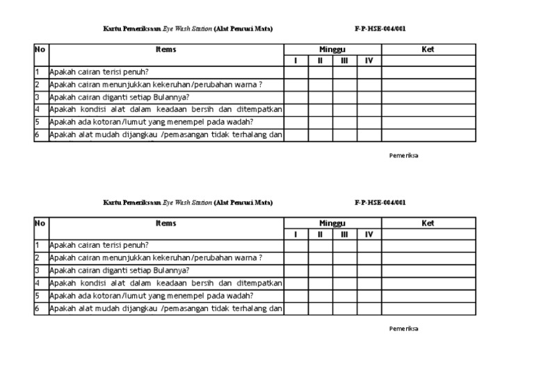Form Pengecekan Apar | PDF