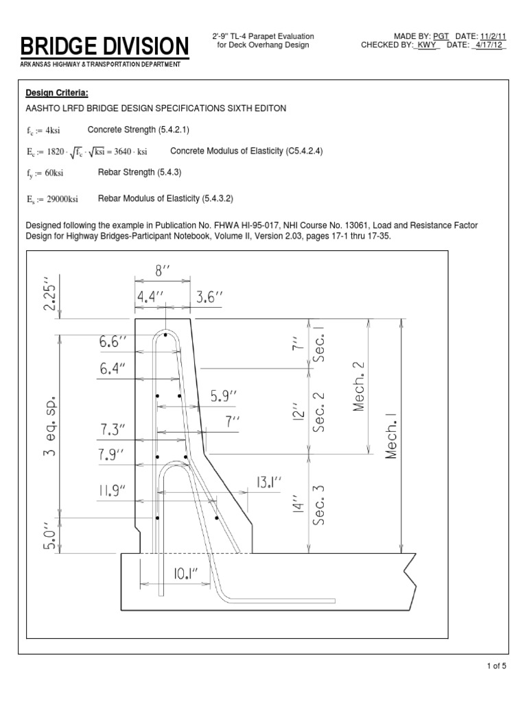Calculation of 2'-9'' Railing Design Values For OverHang Design | PDF ...