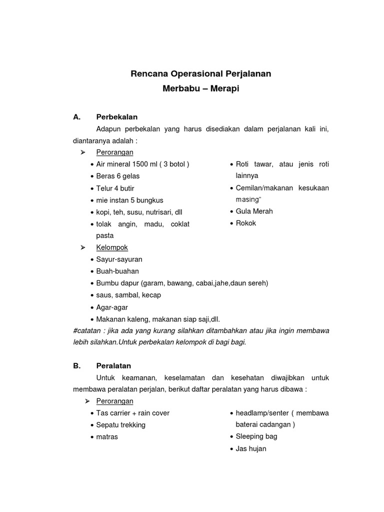 Rencana Operasional Perjalanan | PDF