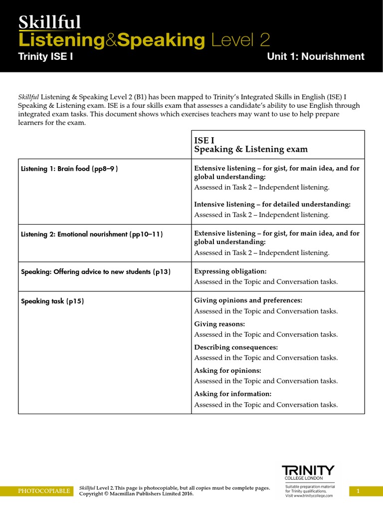 Skillful-Listening-and-Speaking-2-Trinity-ISE-I.pdf | Conversation ...