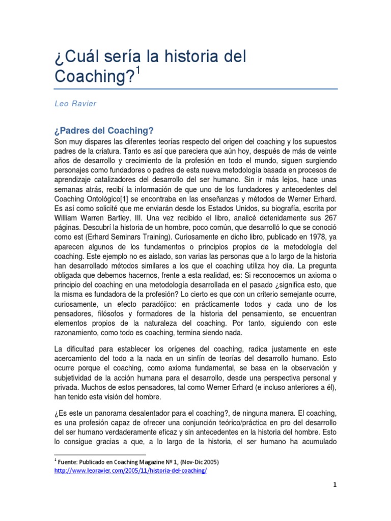 La Historia Del Coaching | PDF | Platón | Psicologia humanista