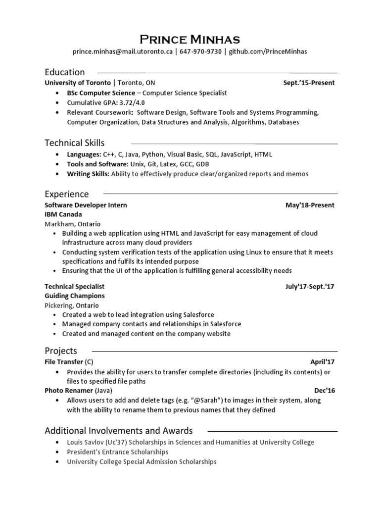 Prince Minhas Resume | PDF