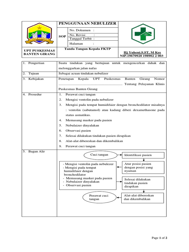 Sop Penggunaan Nebulizer | PDF
