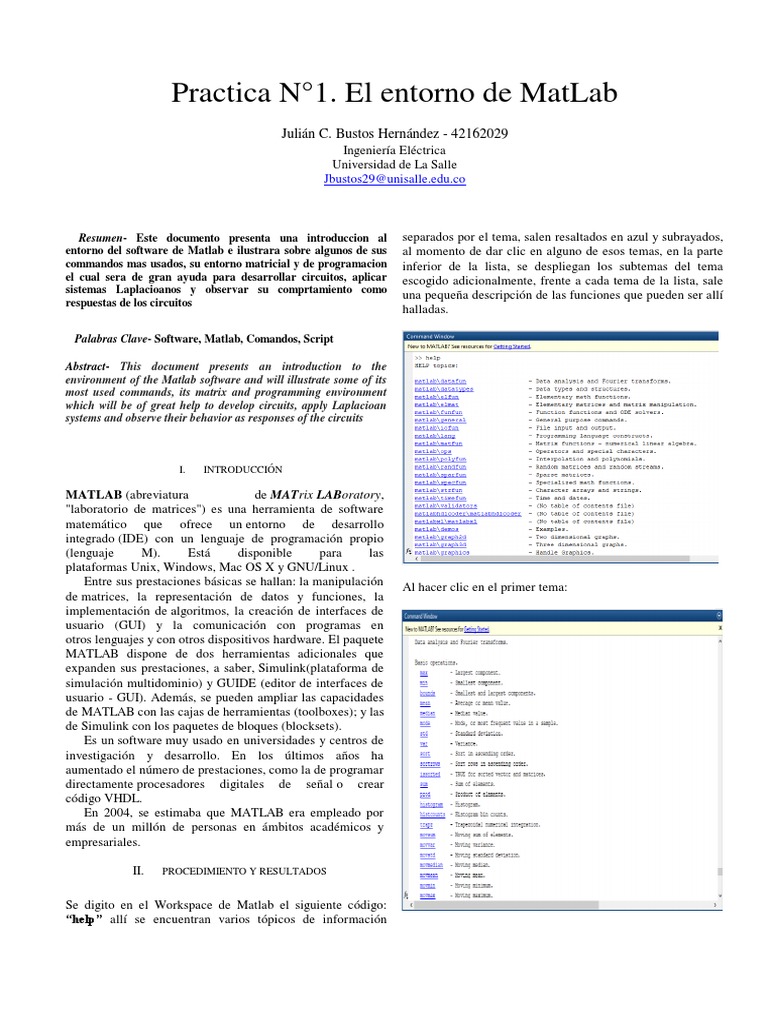 Practica MatLab | PDF | Matlab | Áreas de informática