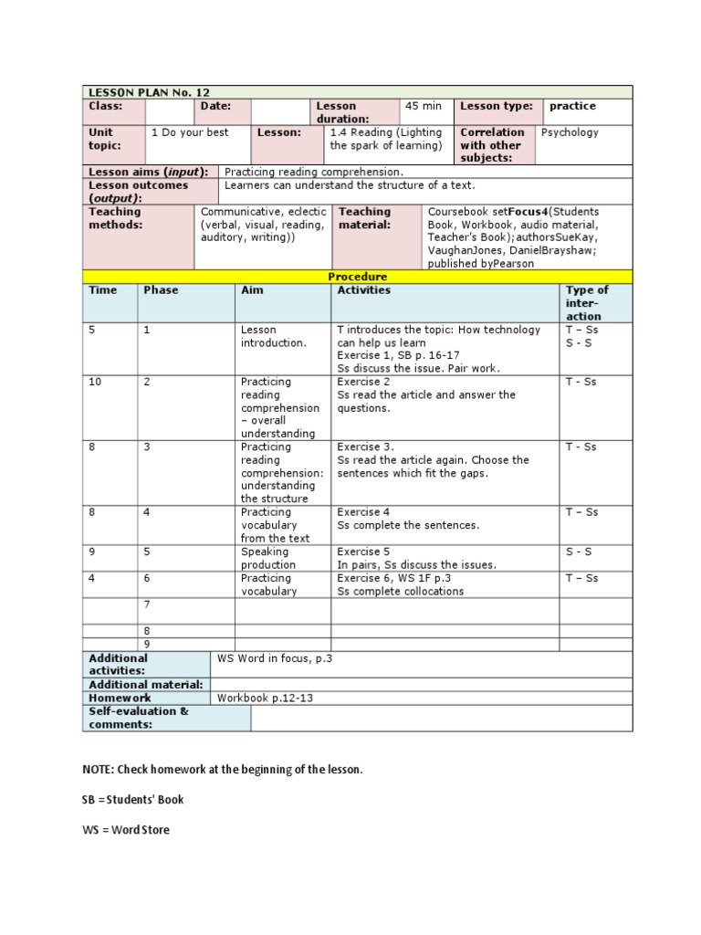 Reading Comprehension Lesson Plan | PDF | Reading Comprehension ...