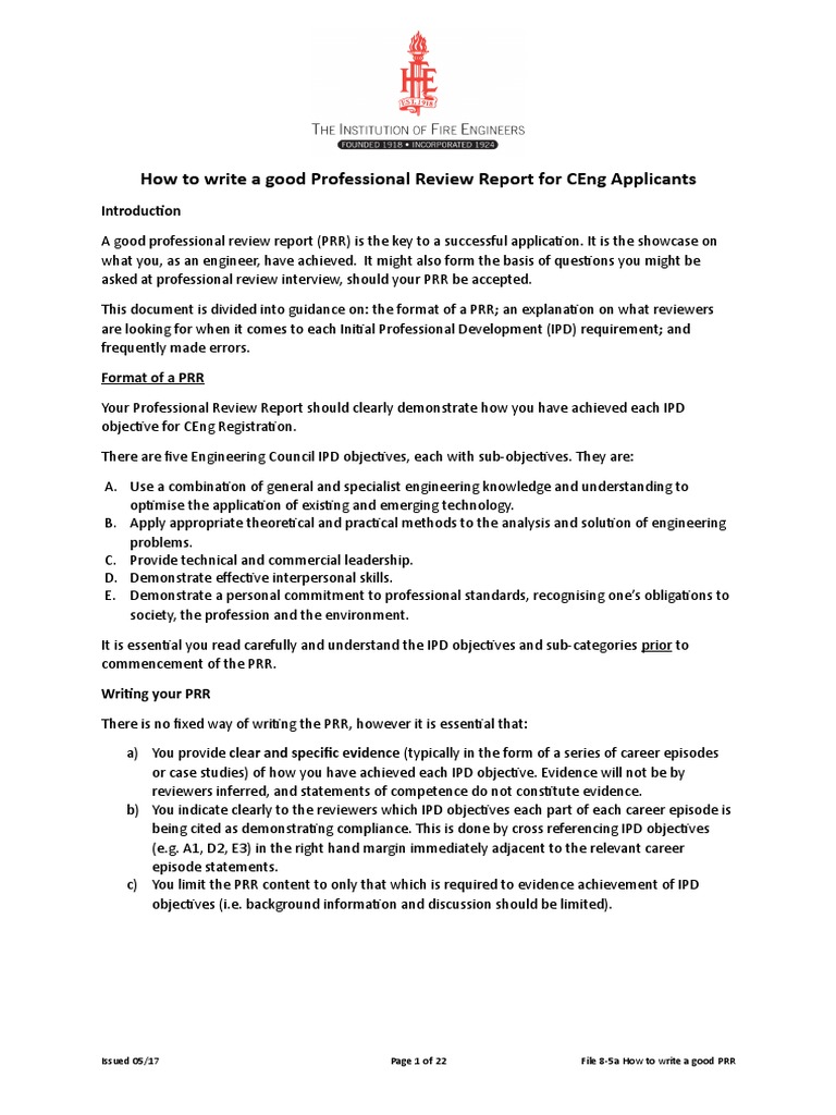 Writing a Professional Review Report for CEng | PDF | Occupational ...