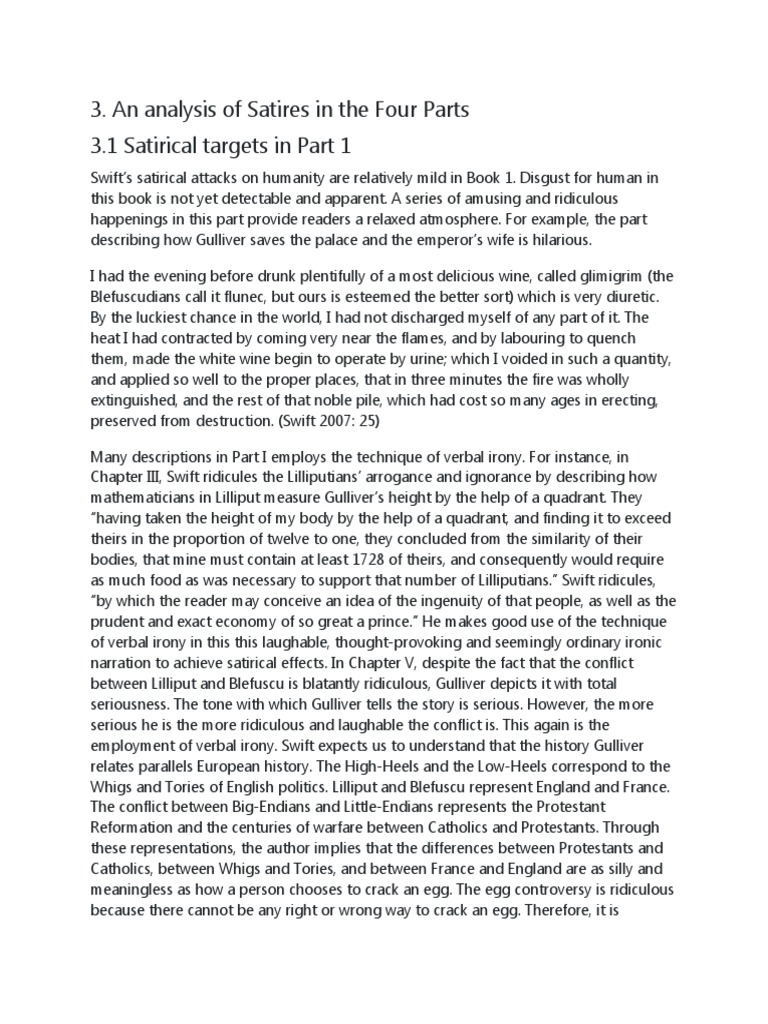 Satire in Gulliver's Travels | PDF | Gulliver's Travels | Satire