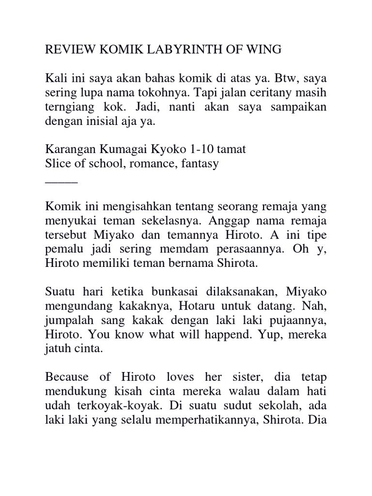 Review Komik Labyrinth of Wing | PDF