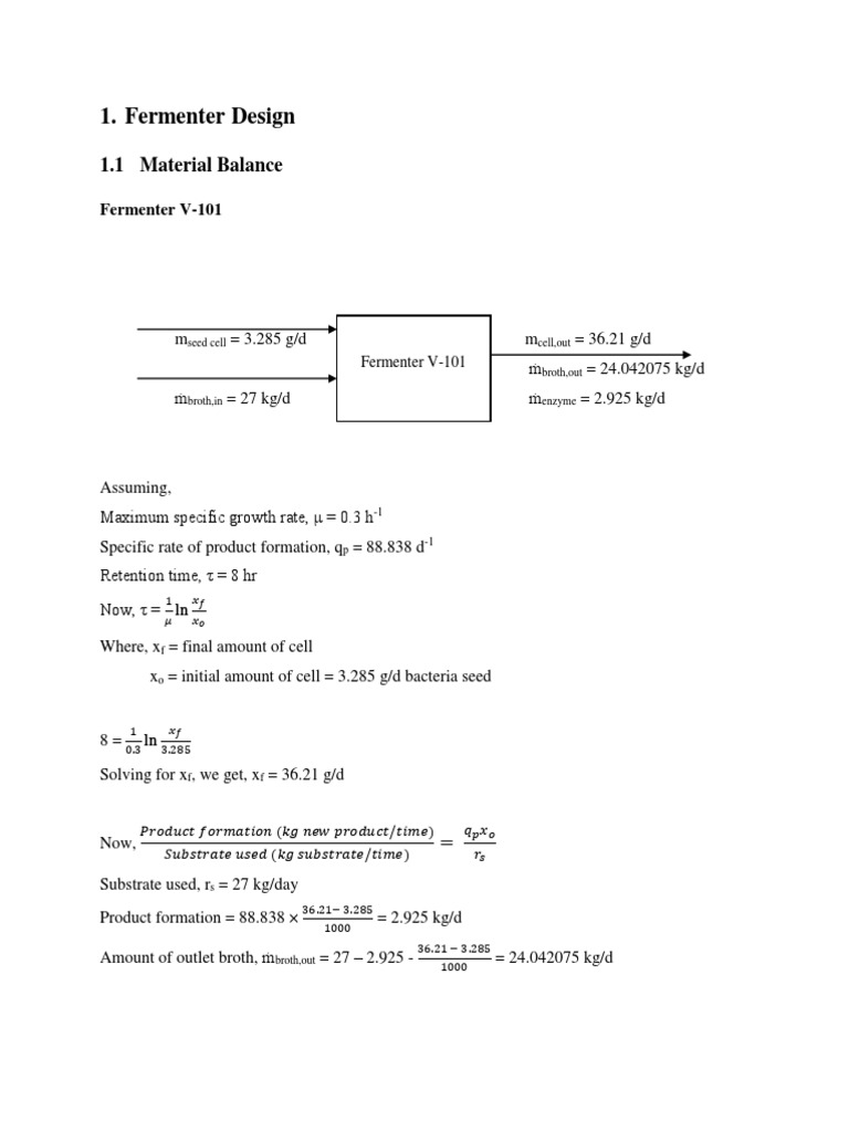 Final Detailed Fermenter Design | PDF | Thermal Insulation | Heat Transfer