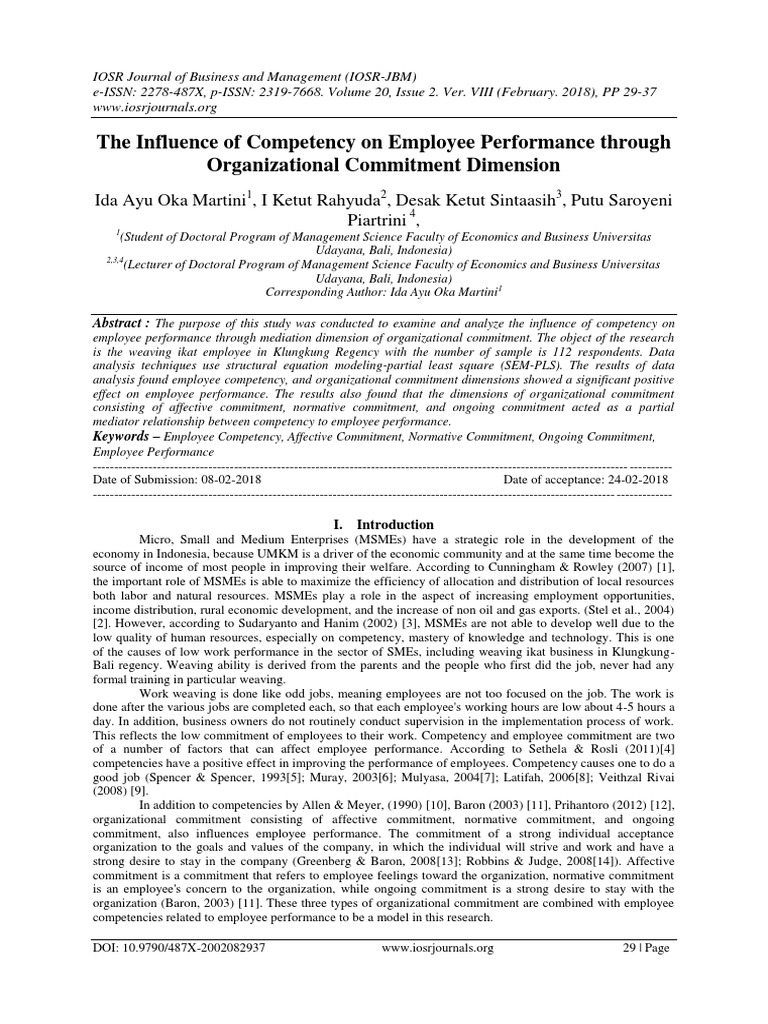 Competency and Commitment Impact on Performance | PDF | Competence ...