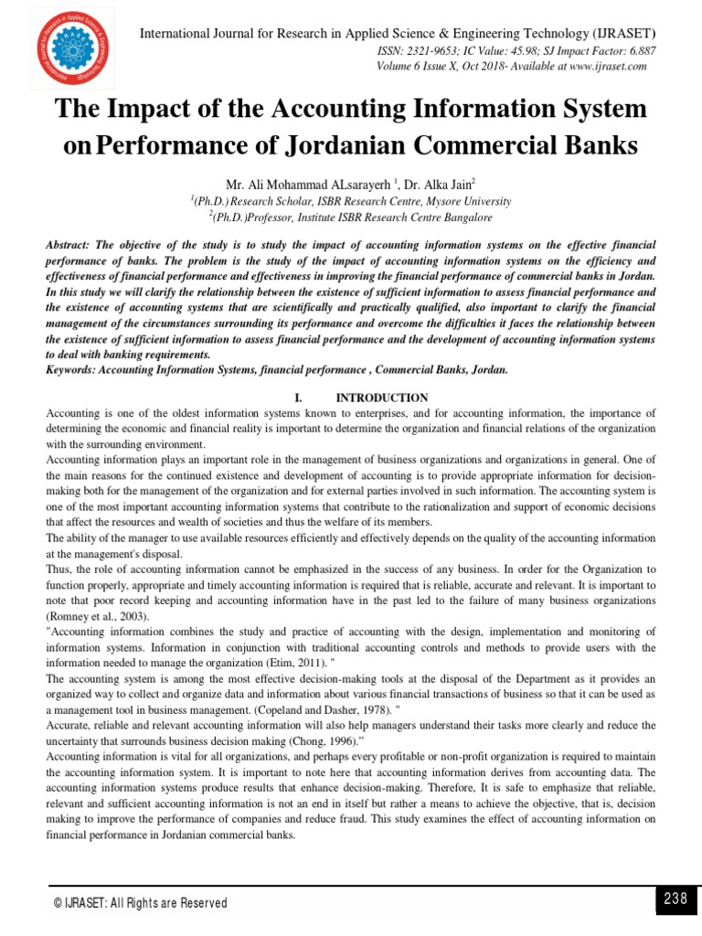 The Impact Of The Accounting Information System On Performance Of