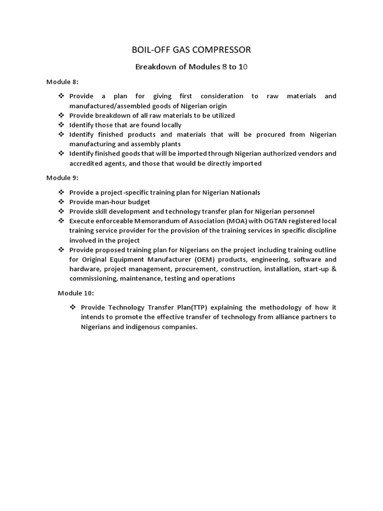 Boil-Off Gas Compressor: Breakdown of Modules 8 To 10 | PDF