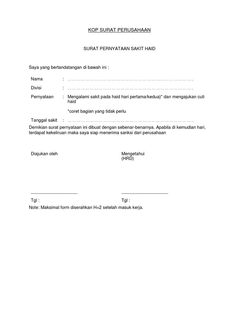 Form Cuti Haid | PDF