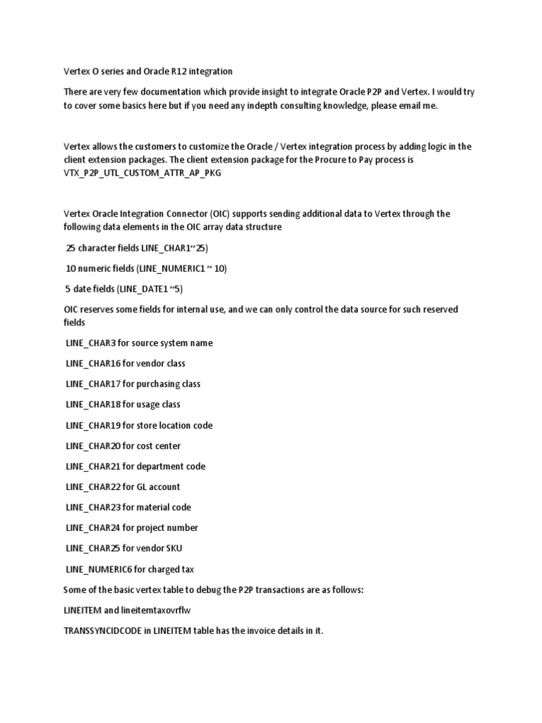 Vertex O Series and Oracle R12 Integration | PDF | Information Retrieval | Areas Of Computer Science