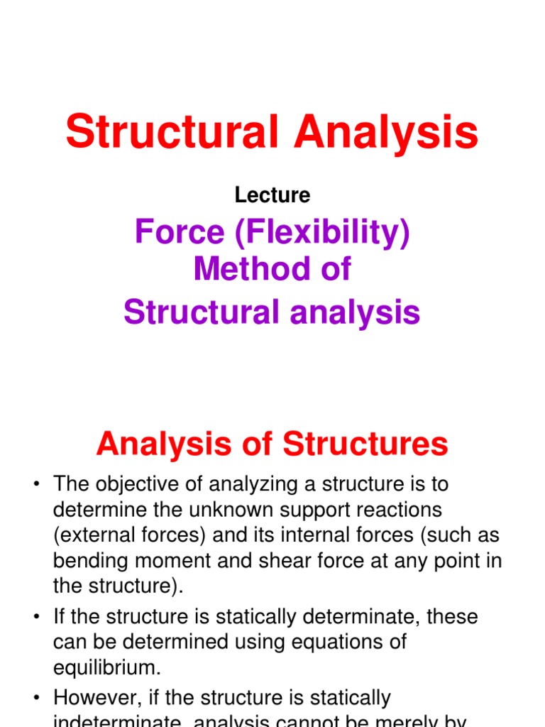 Force (Flexibility) Method of Structural Analysis | PDF | Bending | Force