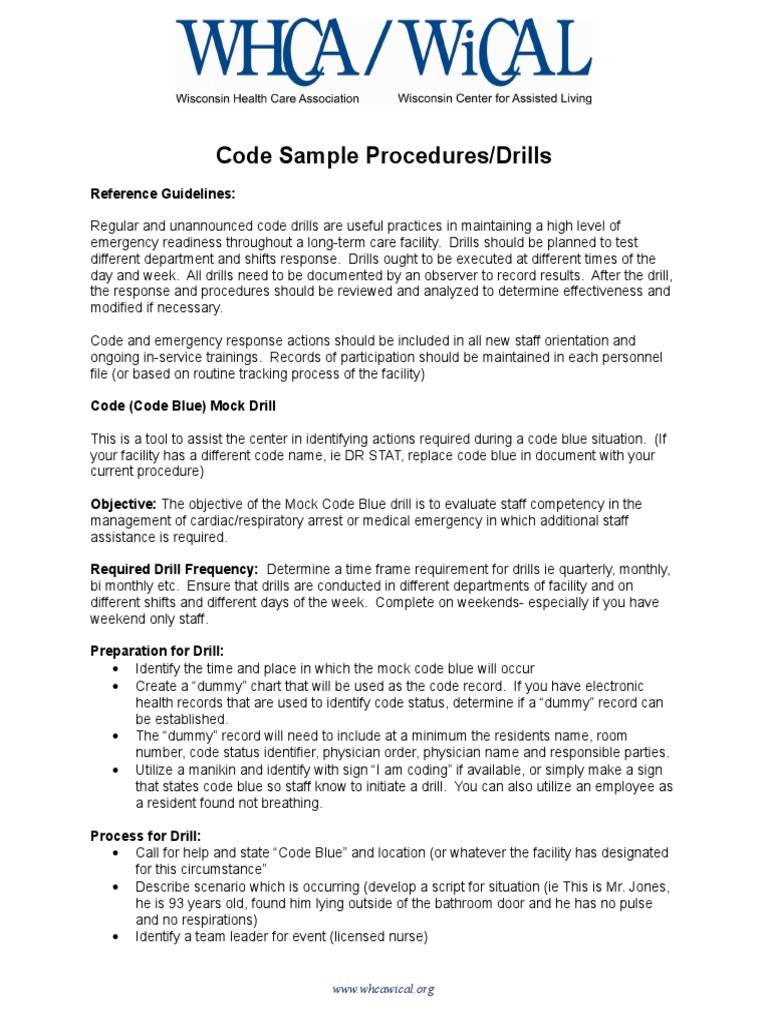 Code Blue Drill Resource | Cardiopulmonary Resuscitation | Emergency ...