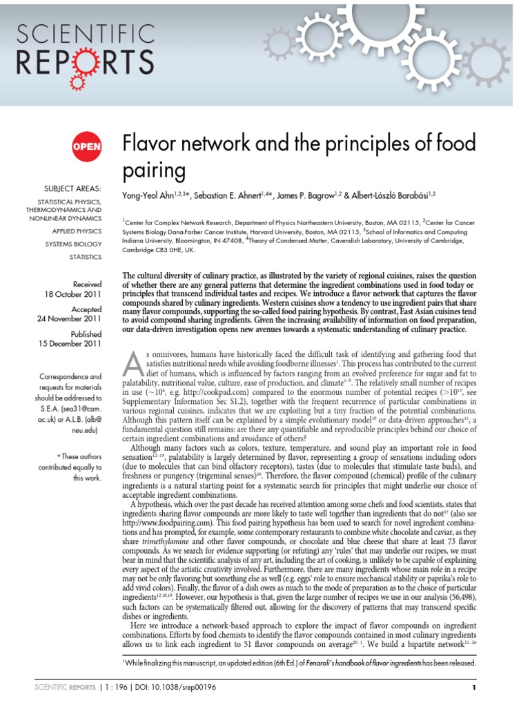 Flavor Network and The Principles of Food Pairing: Scientific Reports ...