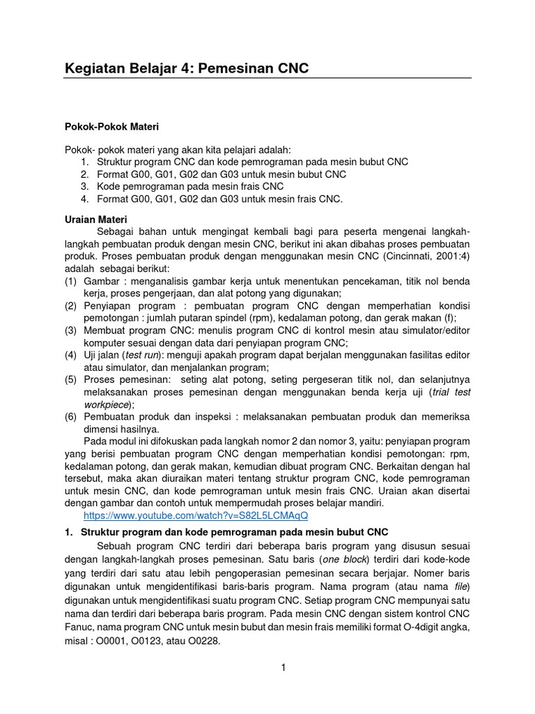 Pemrograman CNC: Struktur & Kode | PDF