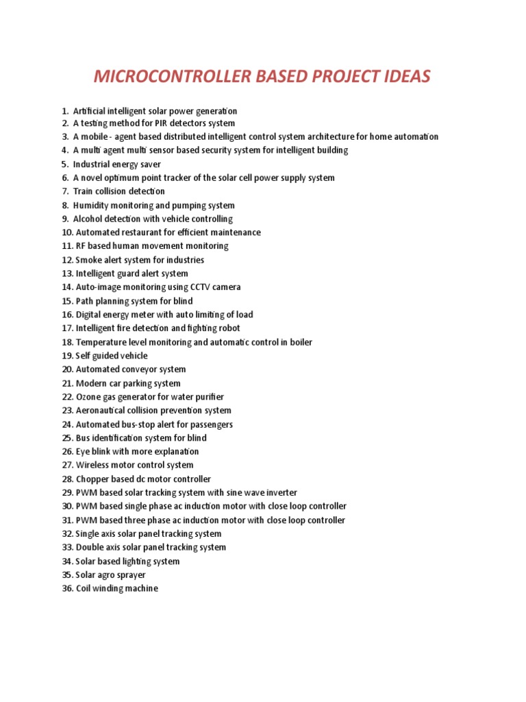 Microcontroller Project Ideas List | PDF | Wireless | Computer Network