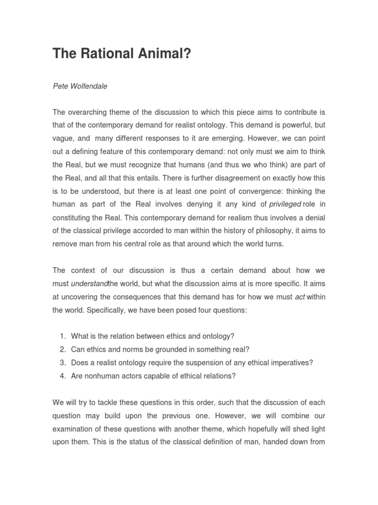 Peter Wolfendale - The Rational Animal | PDF | Ontology | Rationality