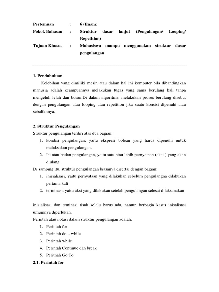 Struktur Pengulangan dalam Pemrograman C++ | PDF | Komputer