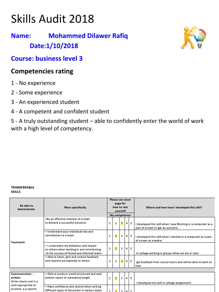 Skills Audit | PDF | Competence (Human Resources) | Negotiation