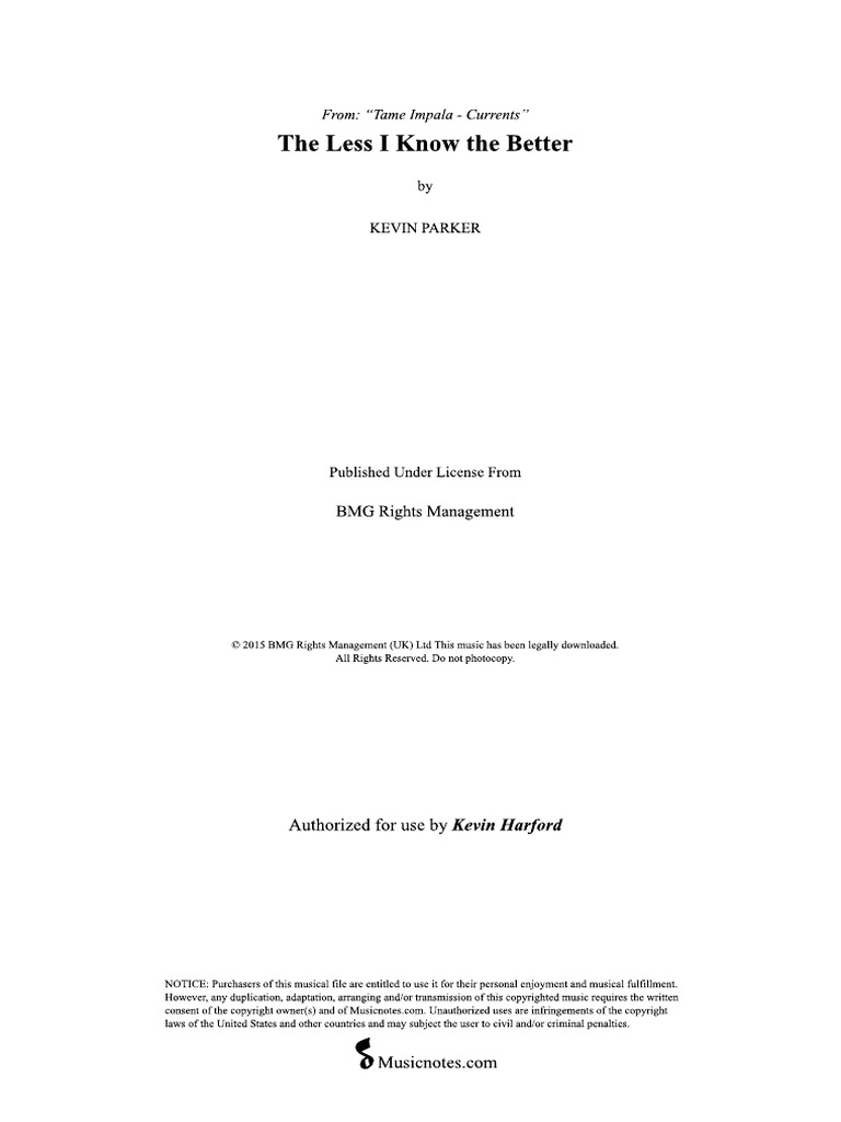 The Less I Know The Better | PDF