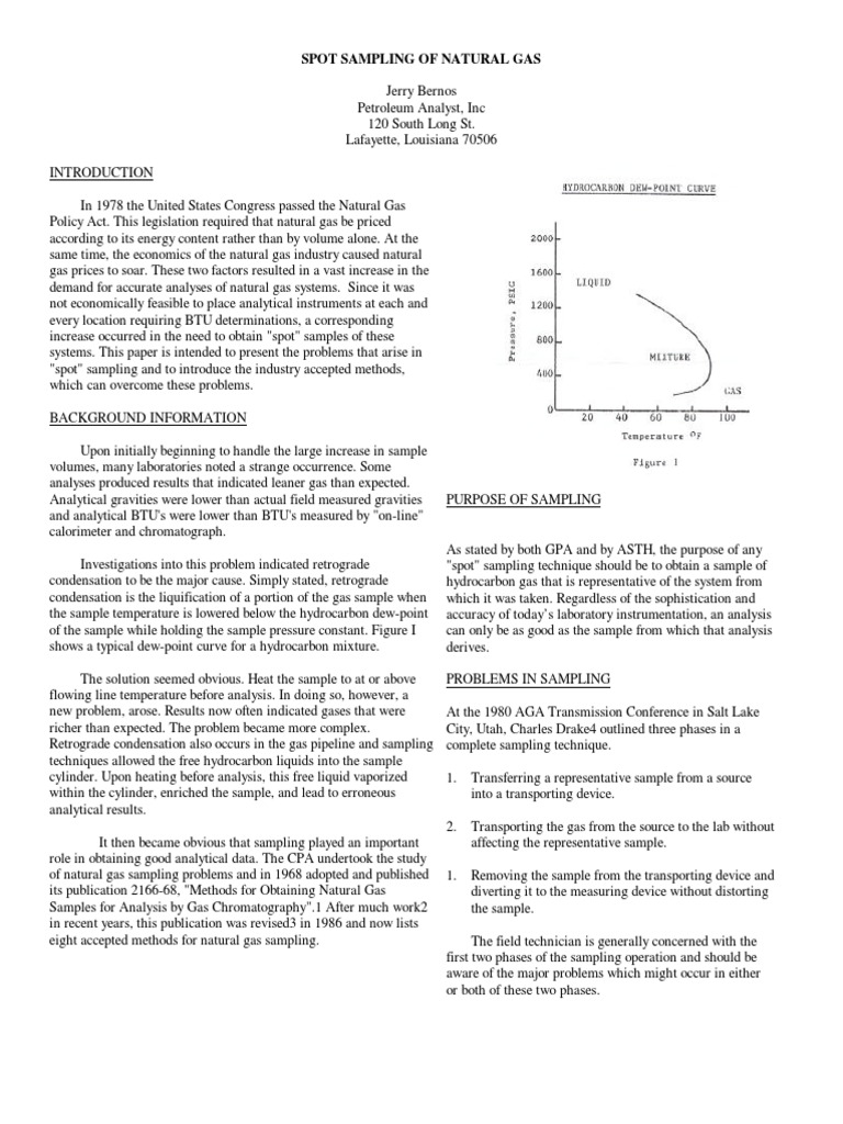 Spot Sampling of Natural Gas | PDF | Natural Gas | Phase (Matter)