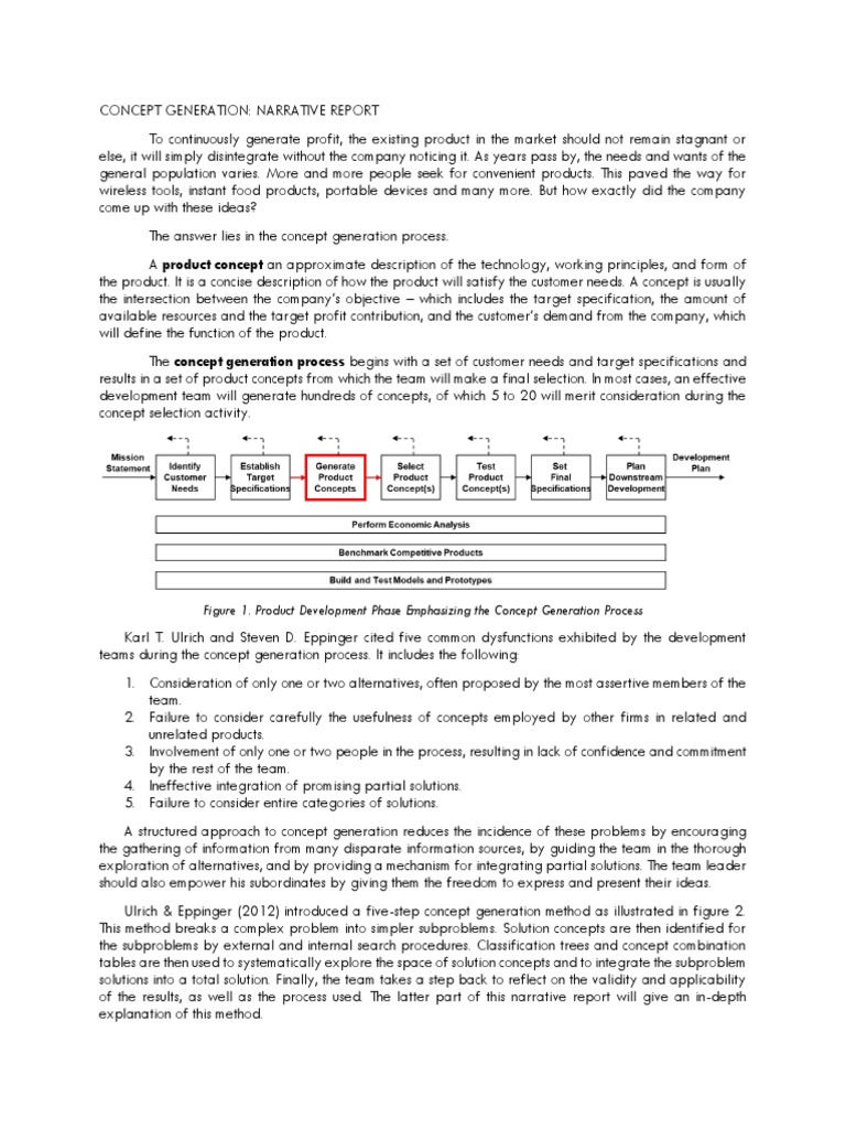 Concept Generation Narrative Report | PDF | New Product Development ...