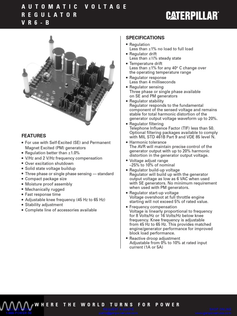 Manual Caterpillar Avr VR6 PDF | PDF | Electric Generator | Volt