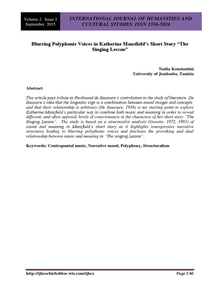Konstantini, Nadia - Blurring Polyphonic Voices in Katherine Mansfield ...