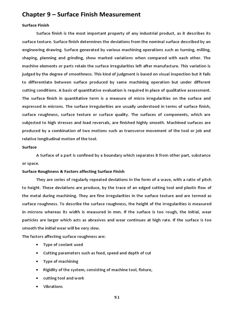 Surface Finish Measurement | PDF | Surface Roughness | Machining
