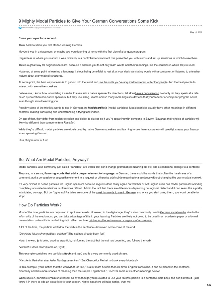 9 Essential German Modal Particles | PDF | German Language | English ...