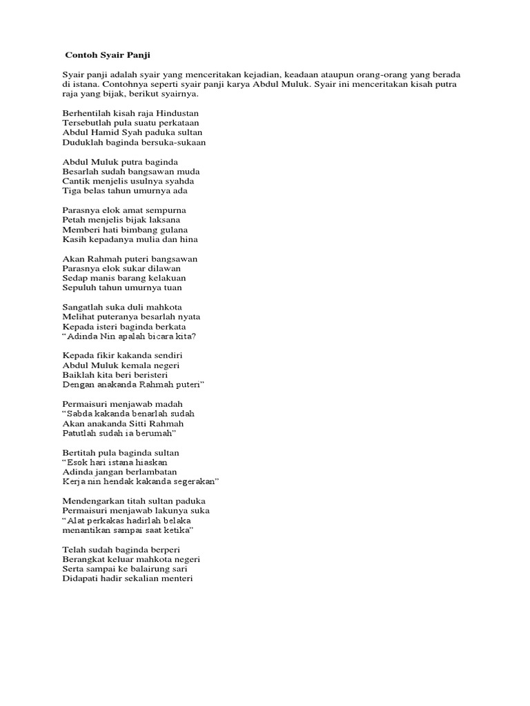 Contoh Syair Panji | PDF