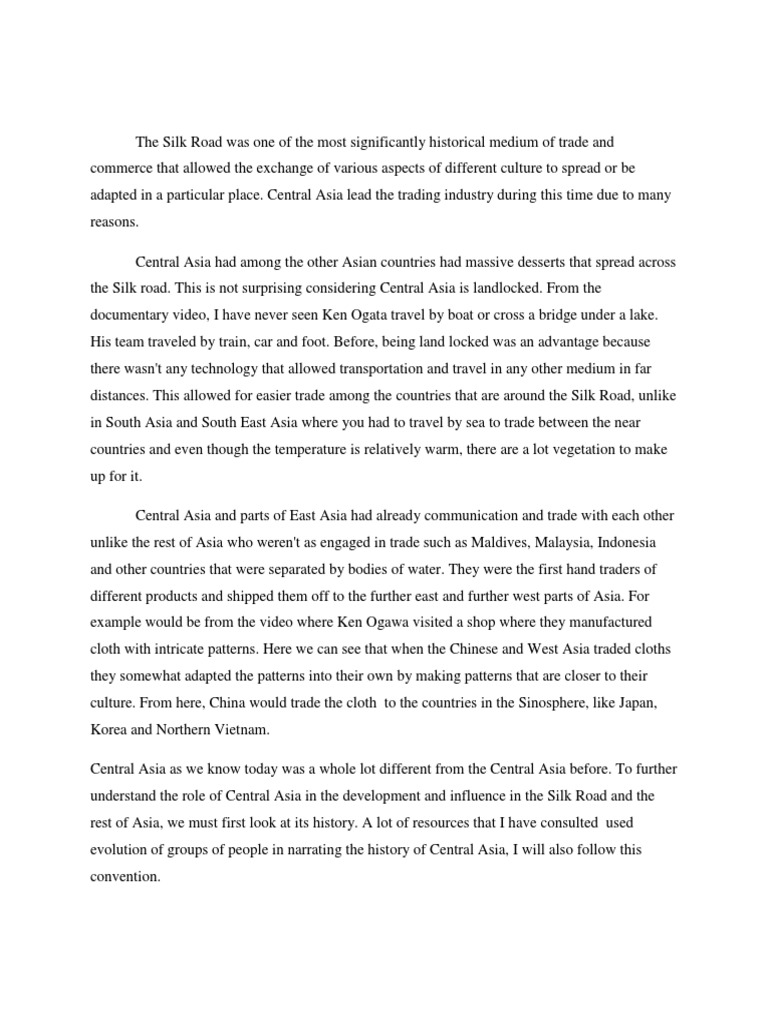 The Silk Road HI16 Reflection Paper | PDF | Central Asia | Silk Road