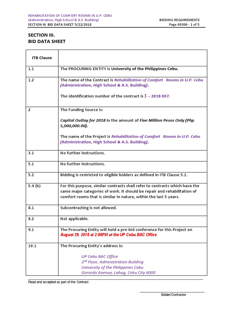 PBD 5 CR - Rehabilitation PBD Section - III Bid Data S | PDF | Cashier's Check | Specification ...