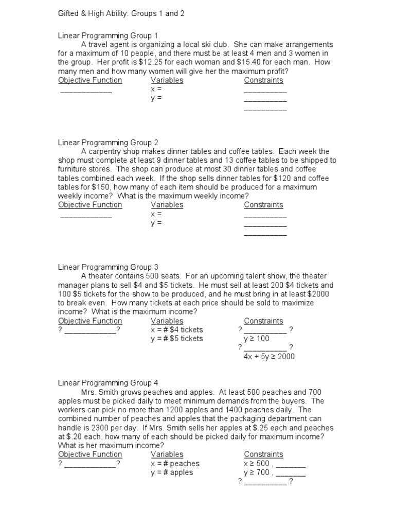 Tiered Groups Linear Programming | PDF | Loss Function | Linear Programming