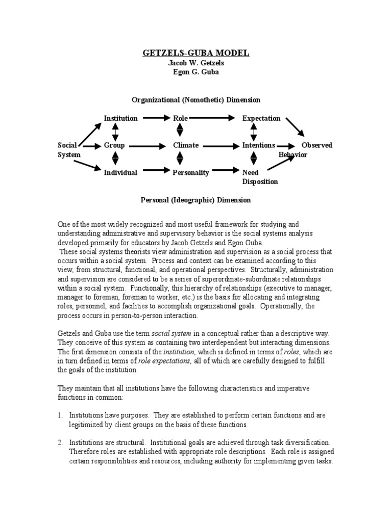 Getzels Guba Model PDF | Download Free PDF | System | Social Group