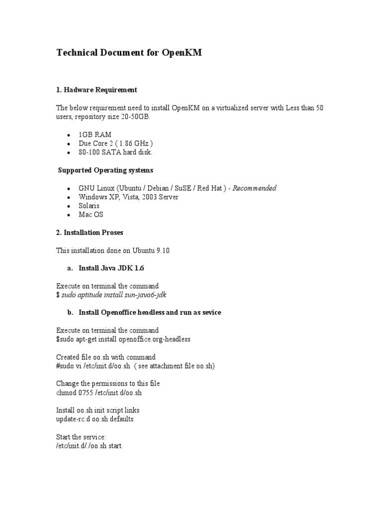 Technical Document For OpenKM | PDF | Sudo | Backup