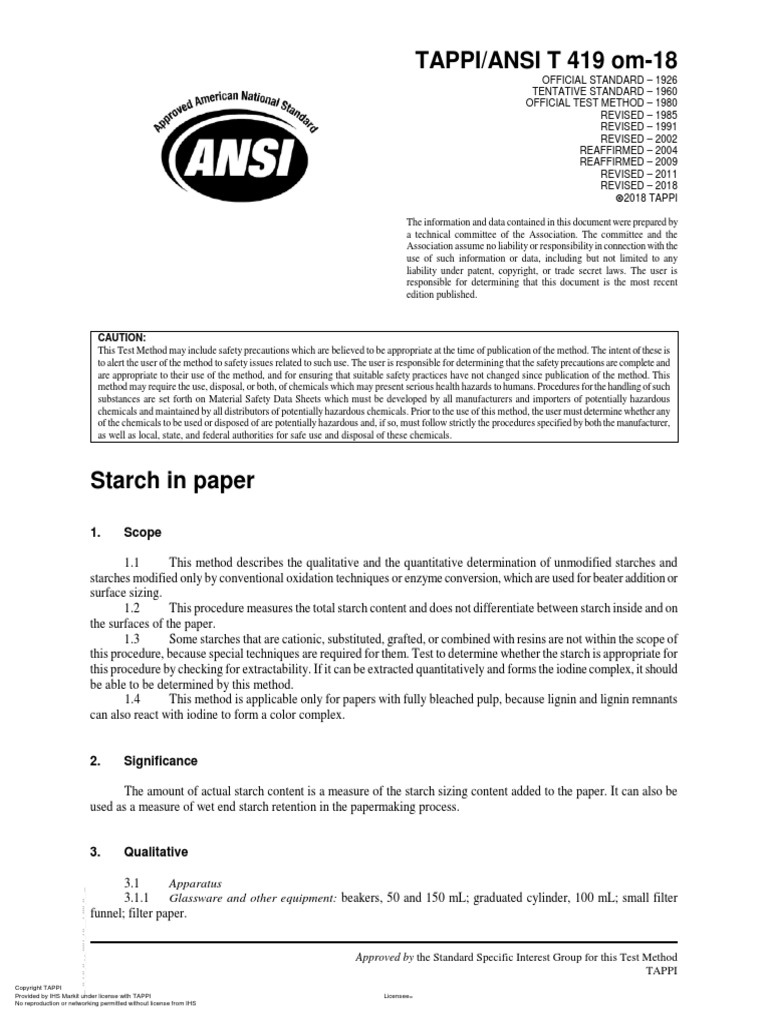 Tappi T 419 Om | PDF | Filtration | Absorbance