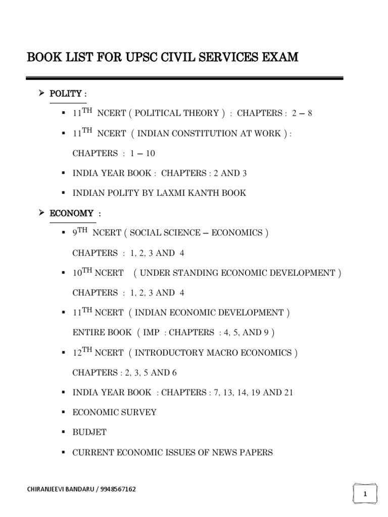 Book List For Upsc Civil Services Exam | PDF | Academia | Science