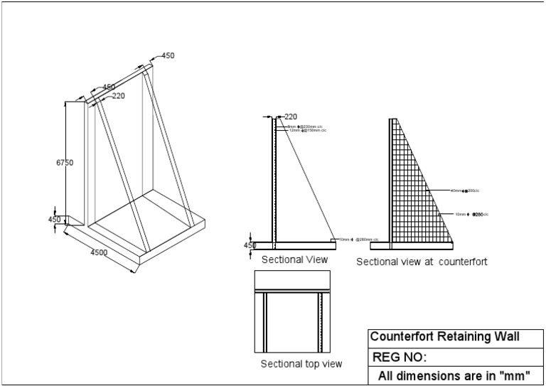 2.counterfort Retaining Wall-Model | PDF