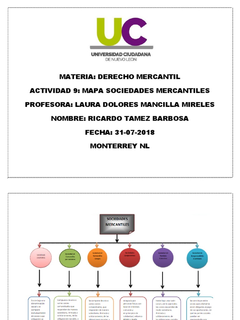 Mapa Conceptual de Las Sociedades Mercantiles | PDF