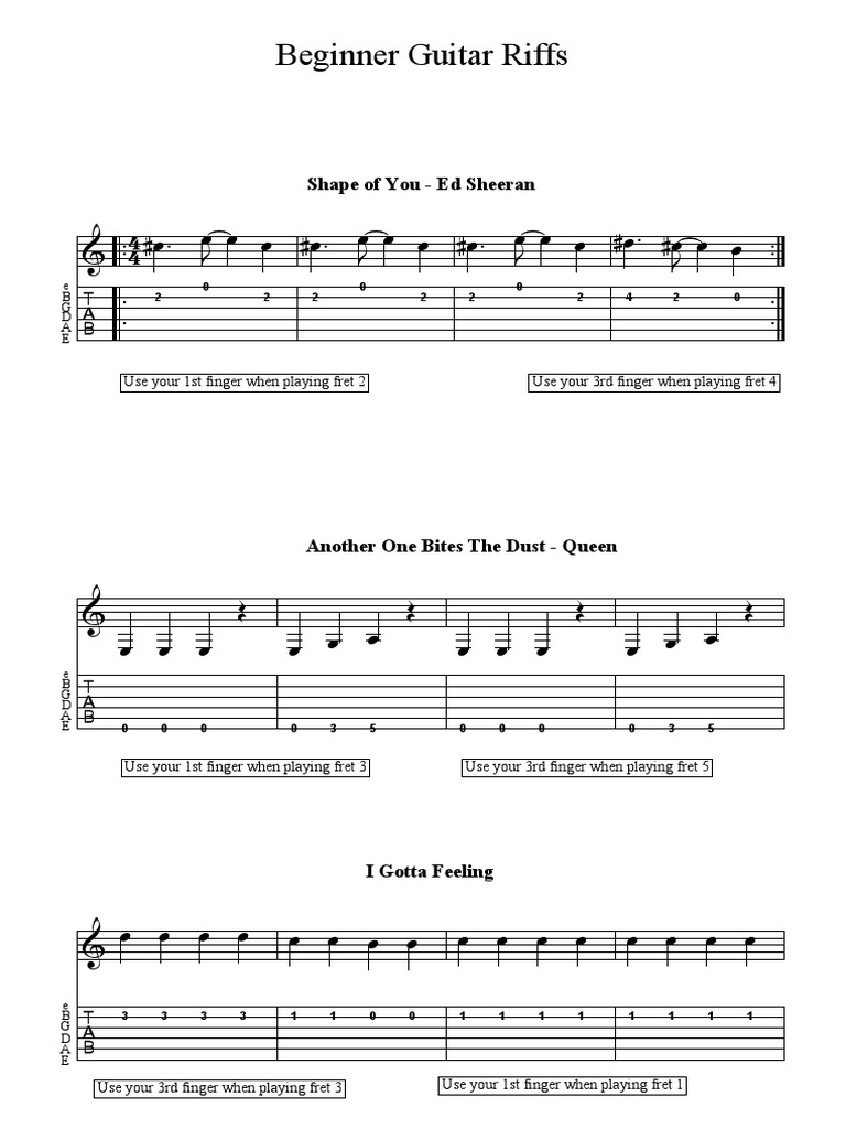 Beginner Guitar Riffs | PDF