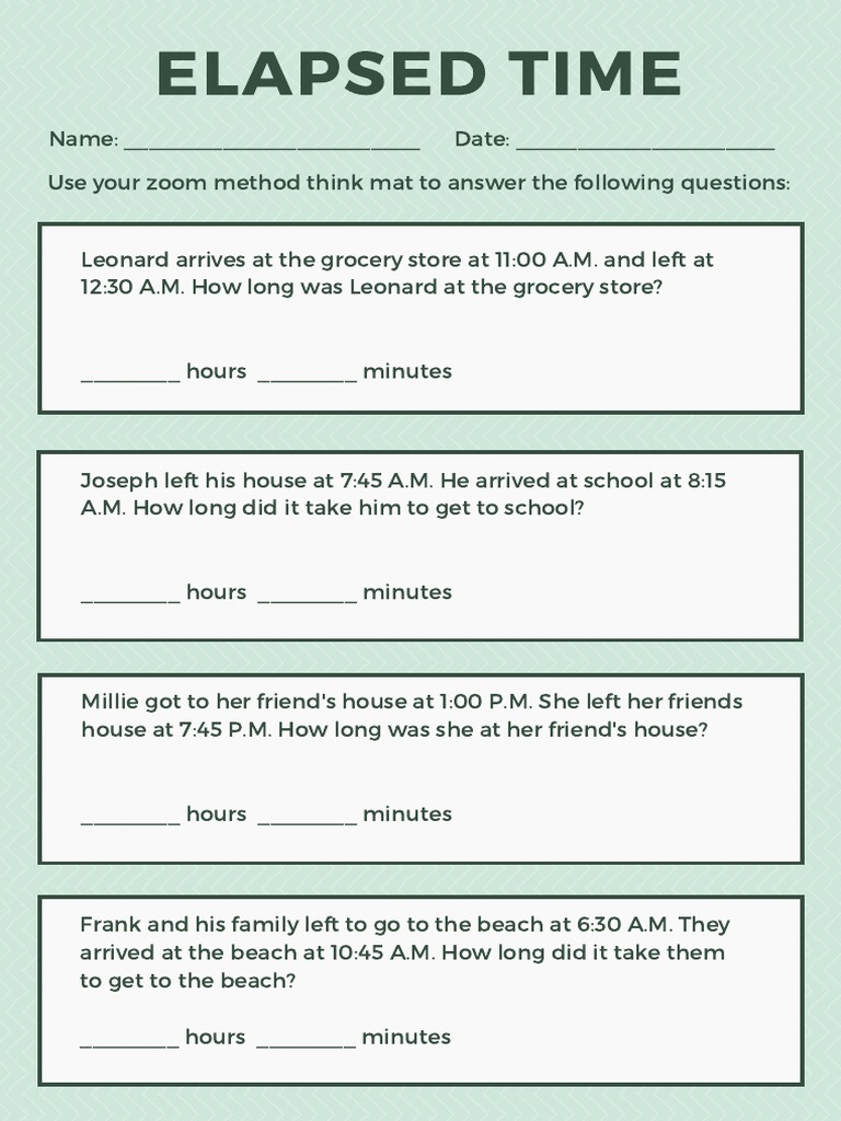 Elapsed Time Worksheet | PDF
